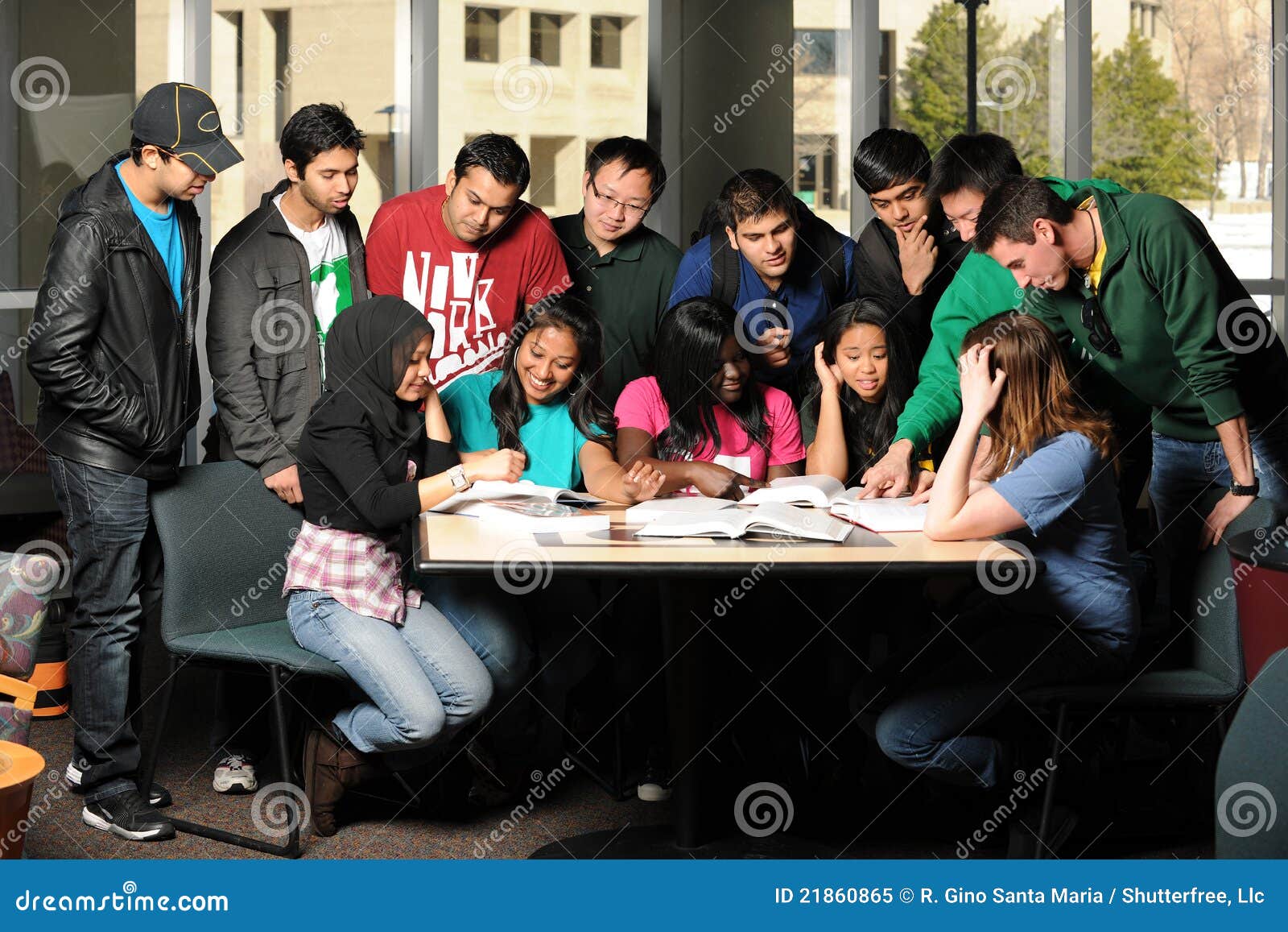 Diverse Group of Students Interacting Stock Image - Image of windows ...