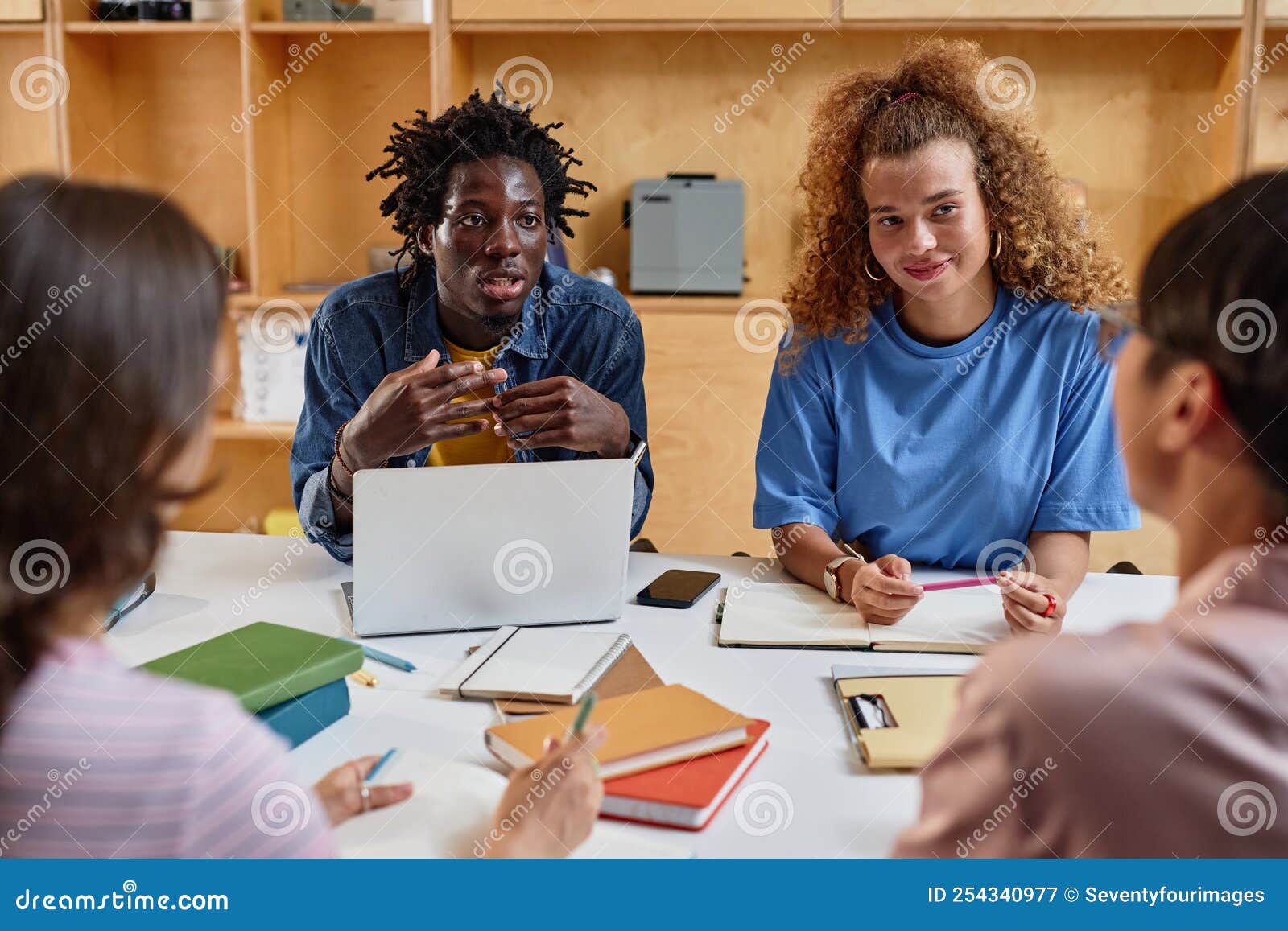 Diverse Group of Students Working Together Stock Image - Image of group ...