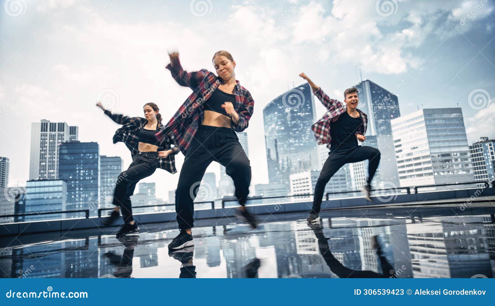 Diverse Group of Three Professional Dancers Performing a Hip Hop Dance ...