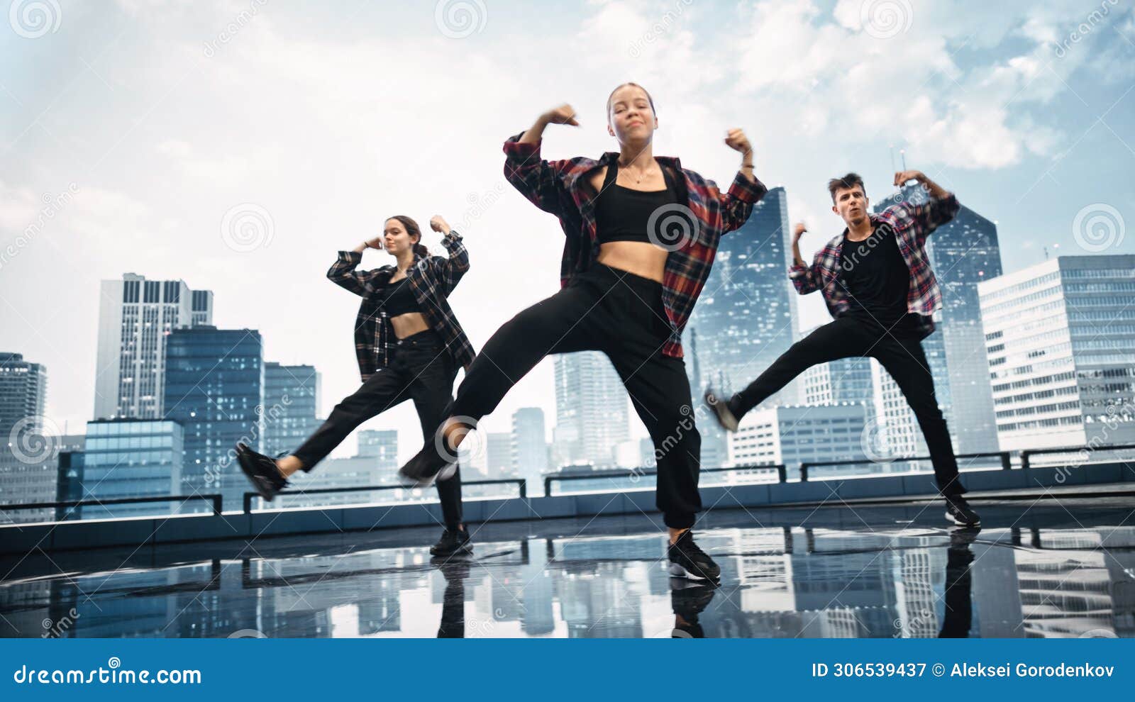 Diverse Group of Three Professional Dancers Performing a Hip Hop Dance ...