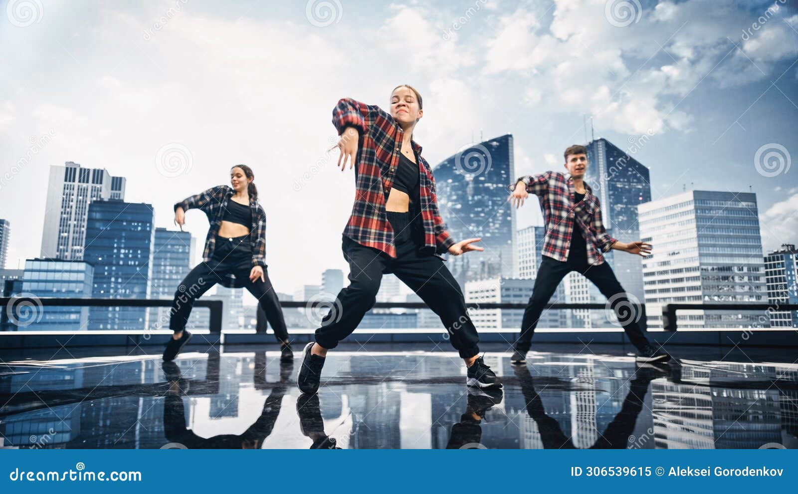 Diverse Group of Three Professional Dancers Performing a Hip Hop Dance ...