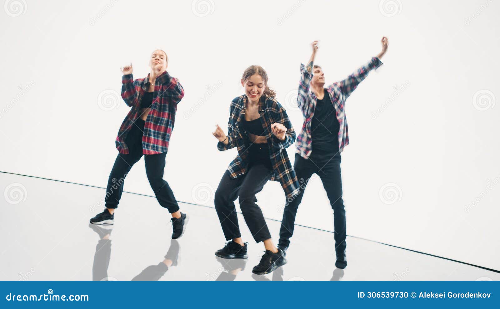 Diverse Group of Three Professional Dancers Performing a Hip Hop Dance ...