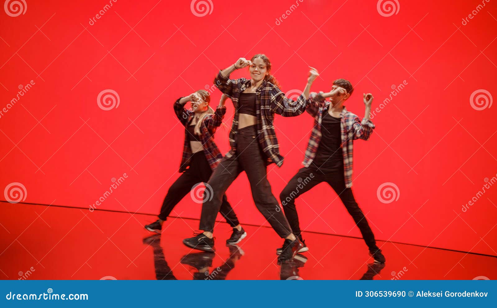 Diverse Group of Three Professional Dancers Performing a Hip Hop Dance ...