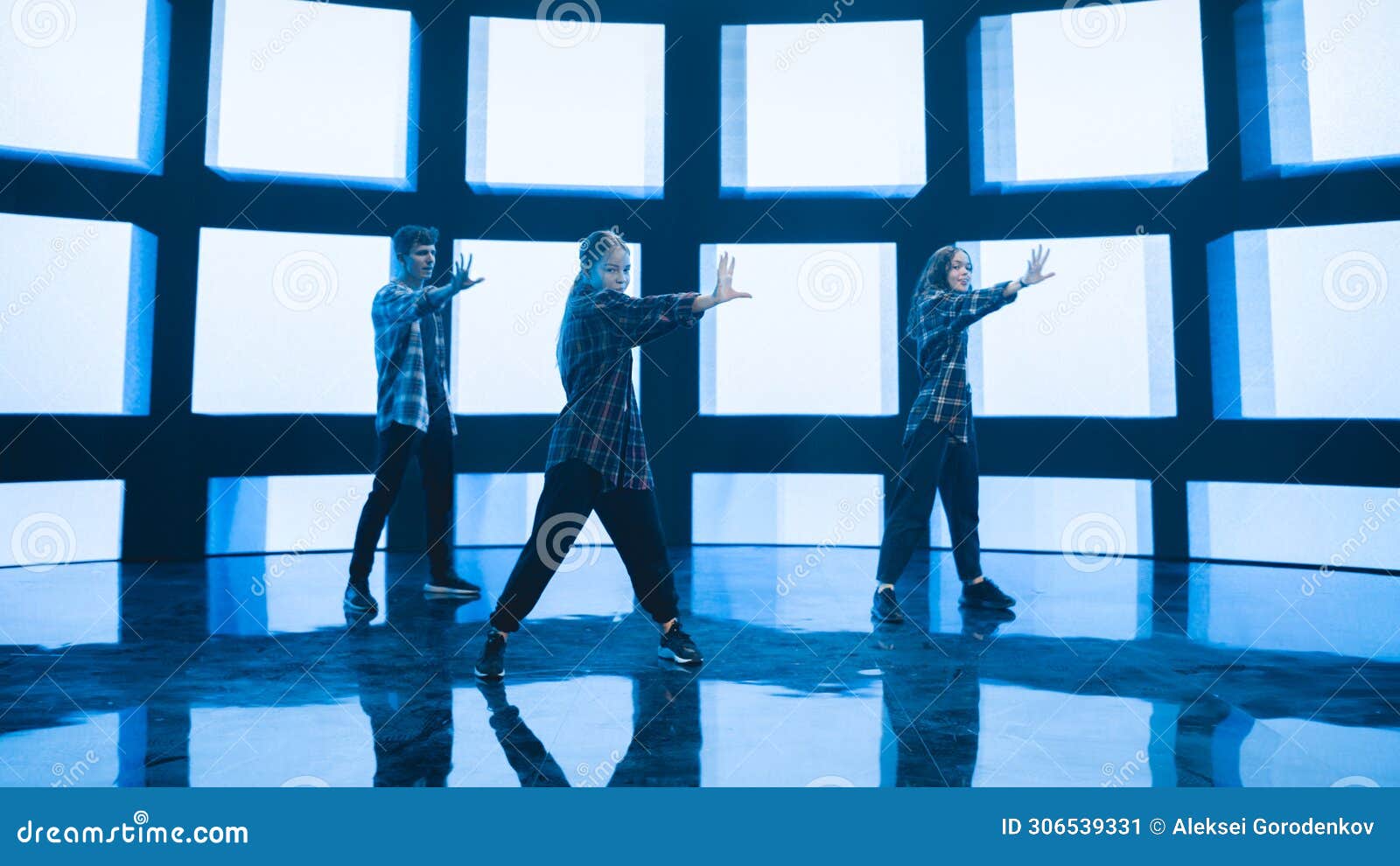 Diverse Group of Three Professional Dancers Performing a Hip Hop Dance ...