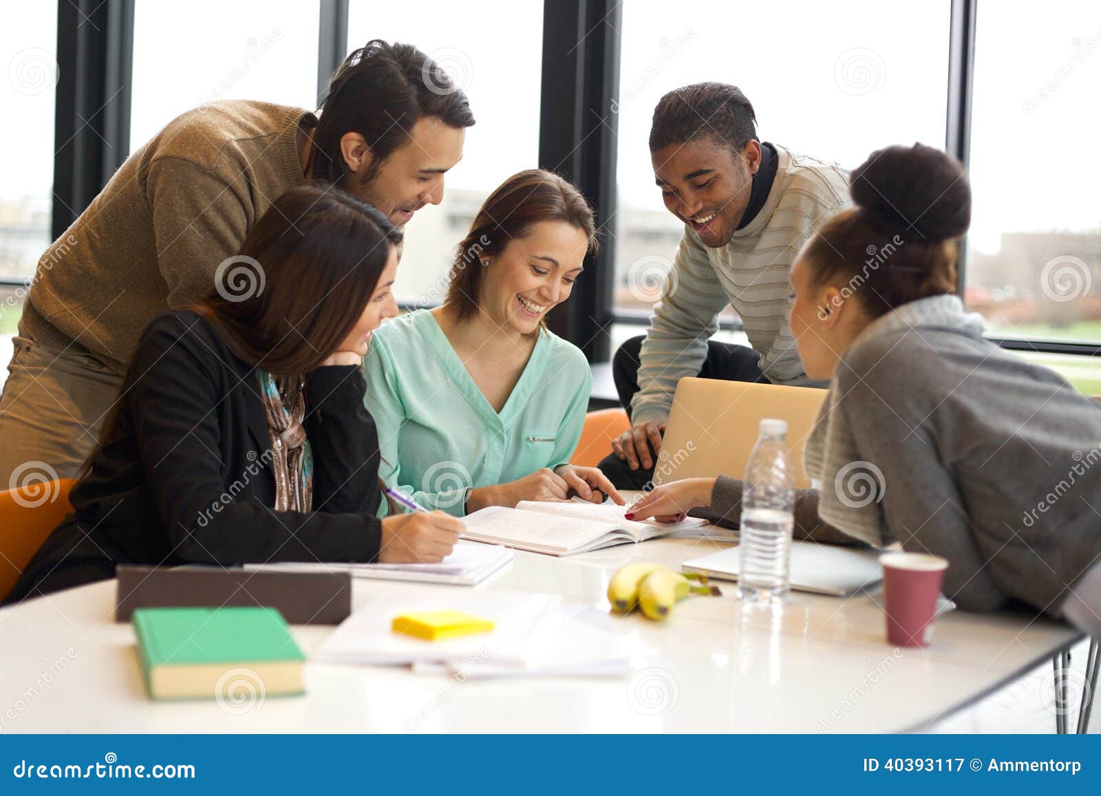 Diverse Group of University Students Studying Stock Image - Image of ...