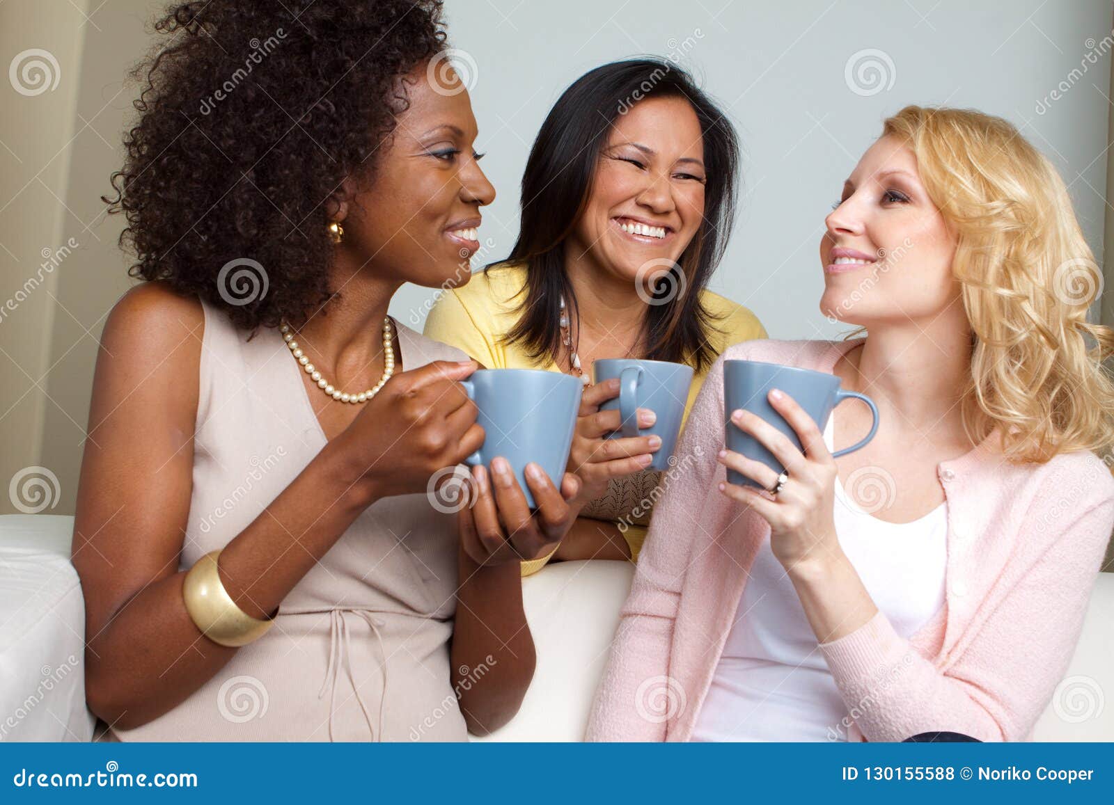 Diverse Group of Women Talking and Drinking Coffee. Stock Photo - Image ...