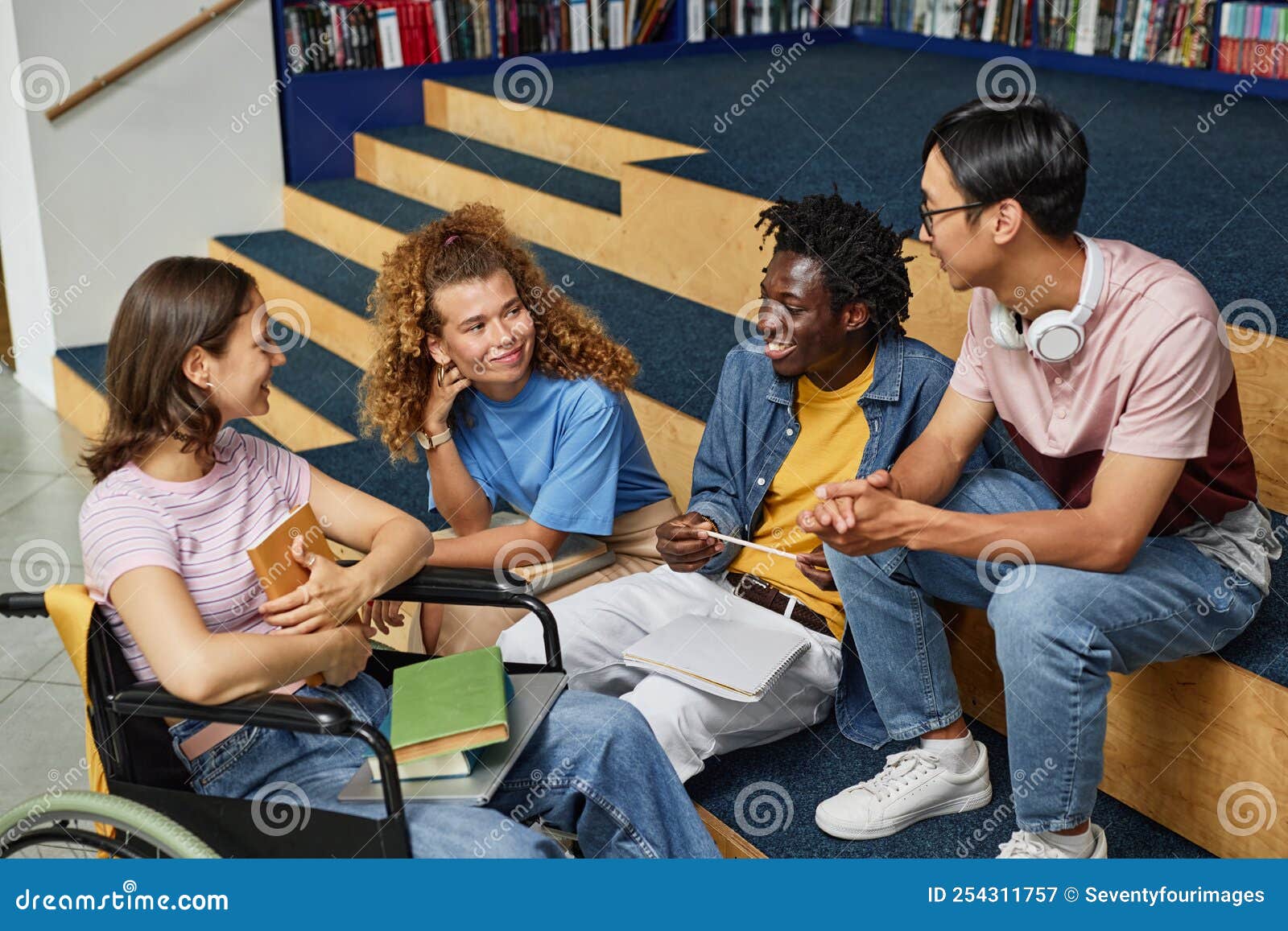 Group Study in Library stock image. Image of young, inclusive - 254311757