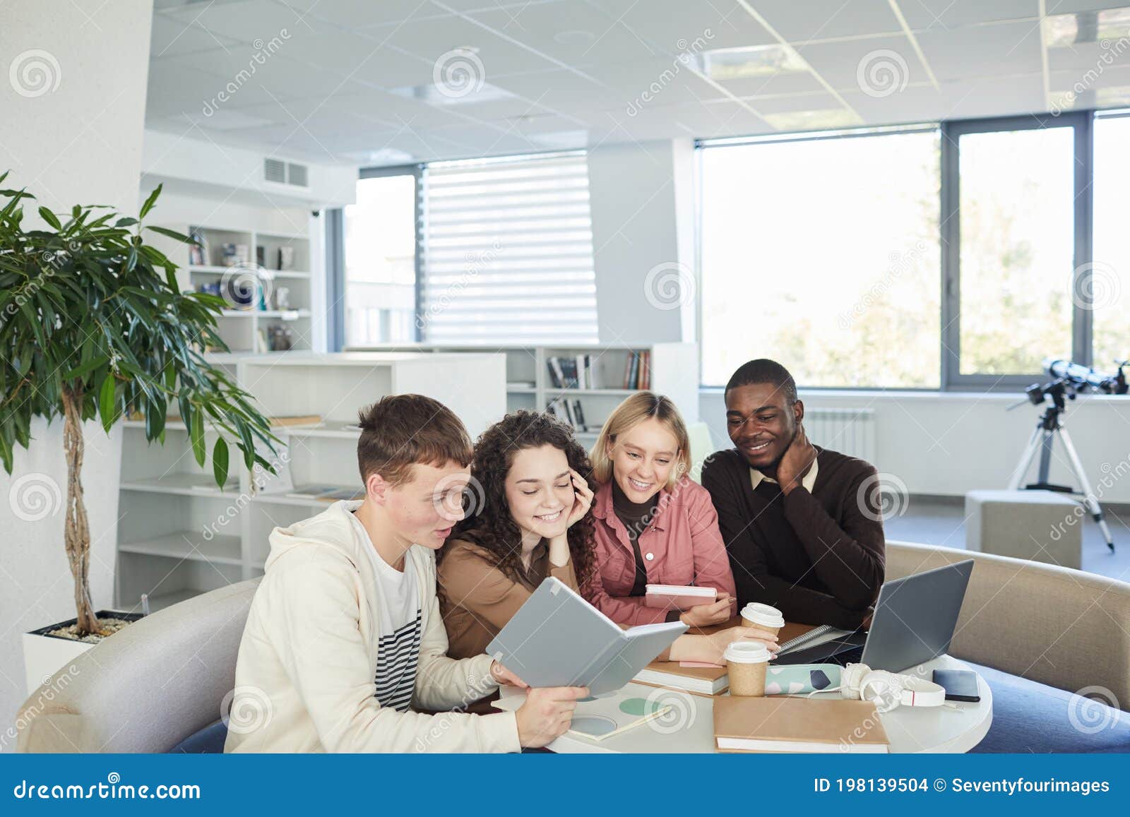 Diverse Group of Young People in Library Stock Photo - Image of ...