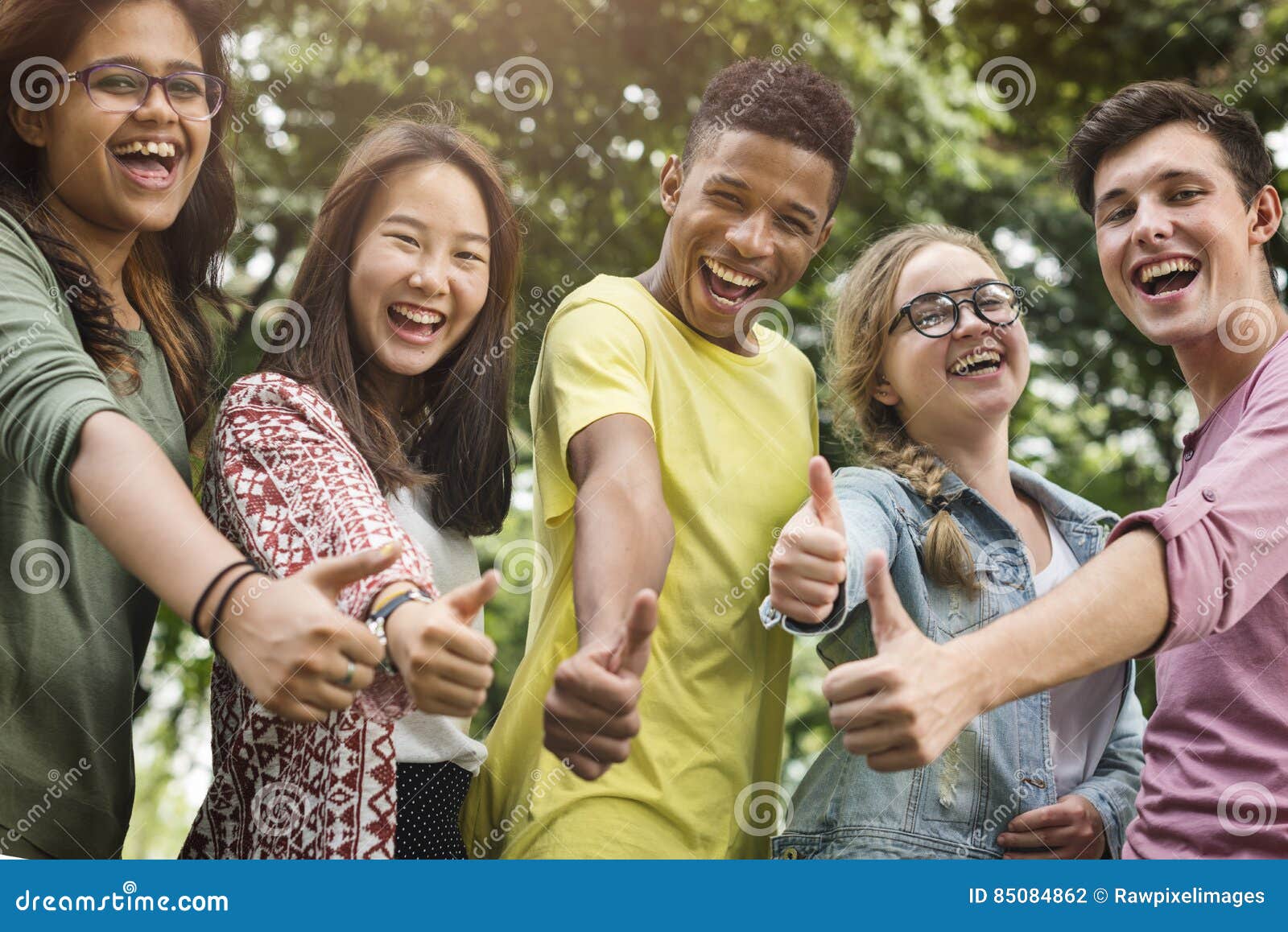 Diverse Group Young People Thumb Up Concept Stock Photo - Image of like ...