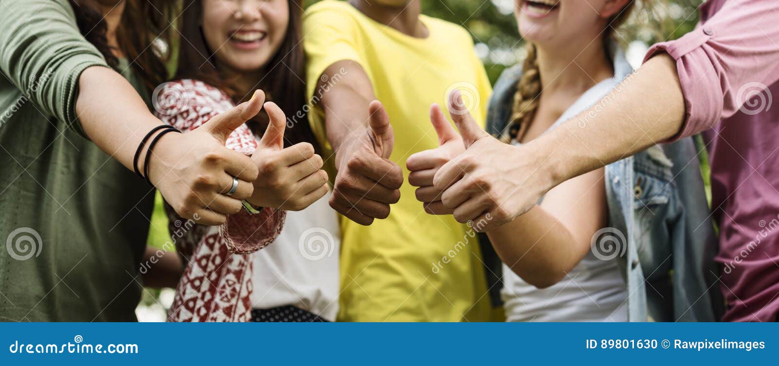 Diverse Group Young People Thumb Up Concept Stock Photo - Image of ...