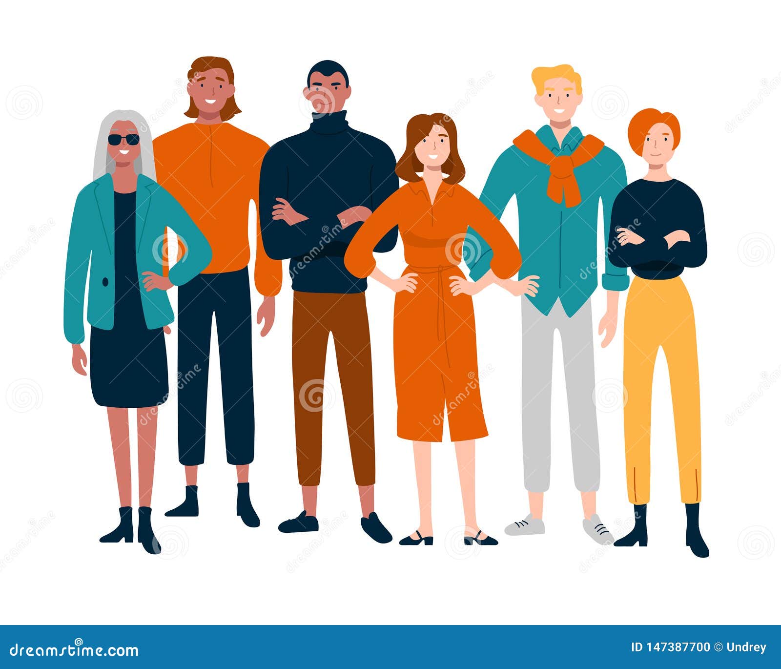 Diverse Group of Young People Together Portrait Stock Vector ...