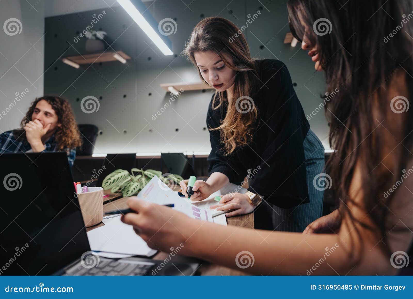 Young Professionals Collaborating on a Project in a Modern Office ...