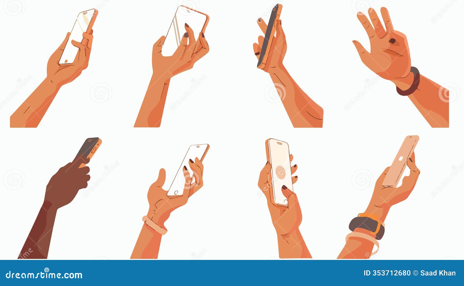 Diverse Hand Gestures Vector Illustration Set for Communication ...