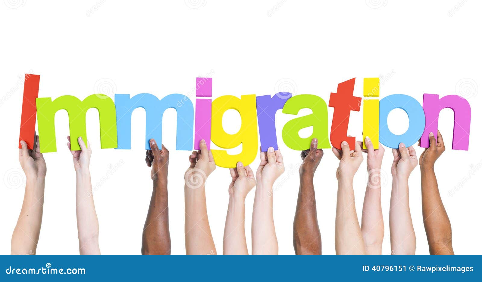 Diverse Handen Die De Word Immigratie Houden Stock Afbeelding - Image ...