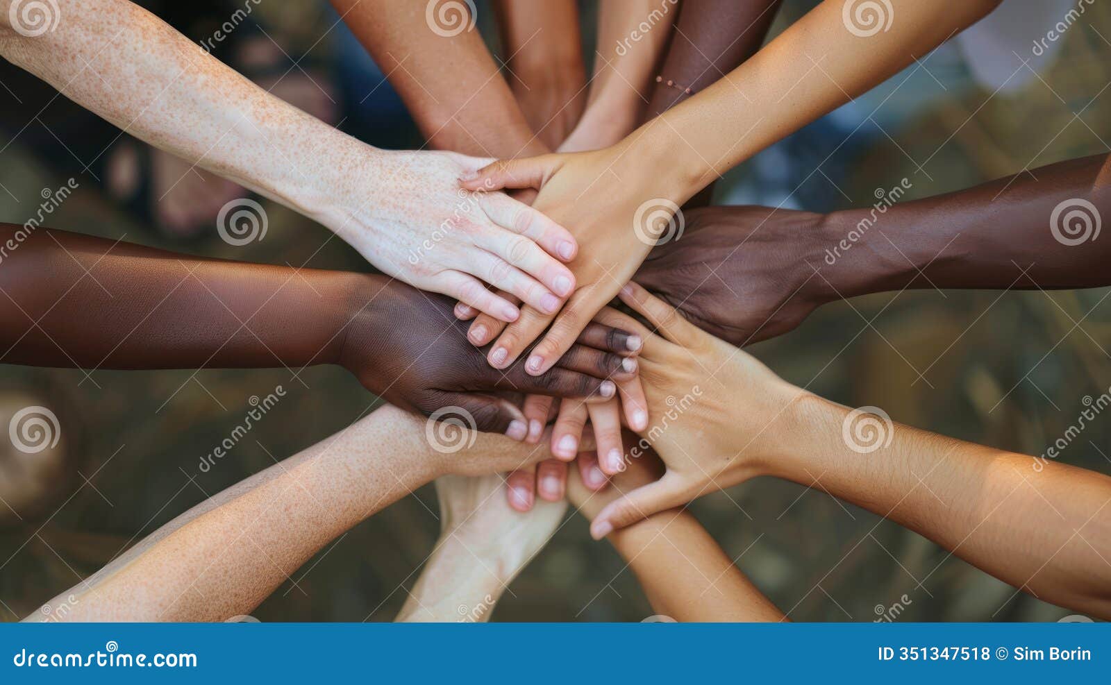 Diverse Hands Coming Together in a Circle, Symbolizing Unity Stock ...