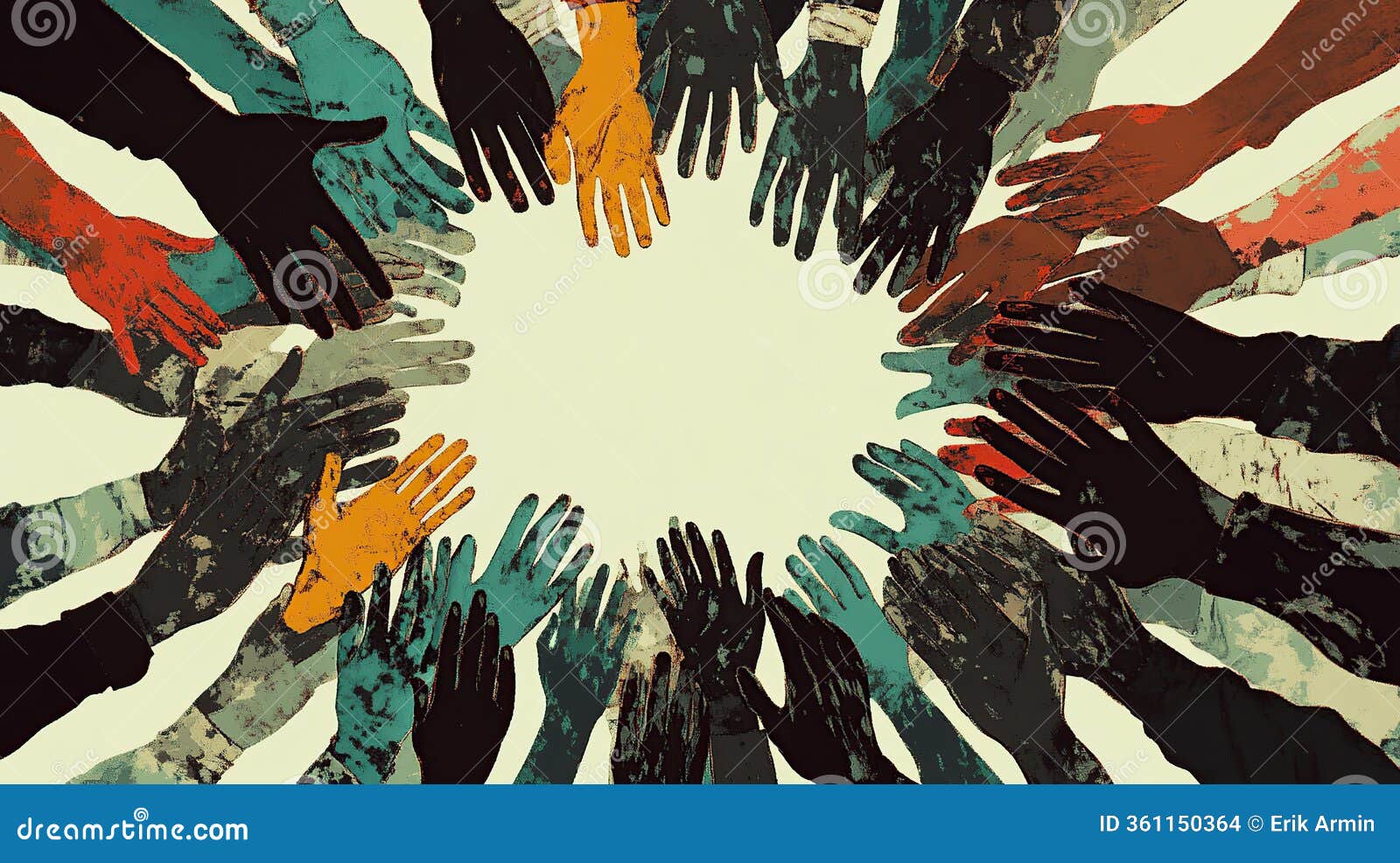 Diverse Hands Forming a Circle, Symbolizing Unity and Teamwork Stock ...