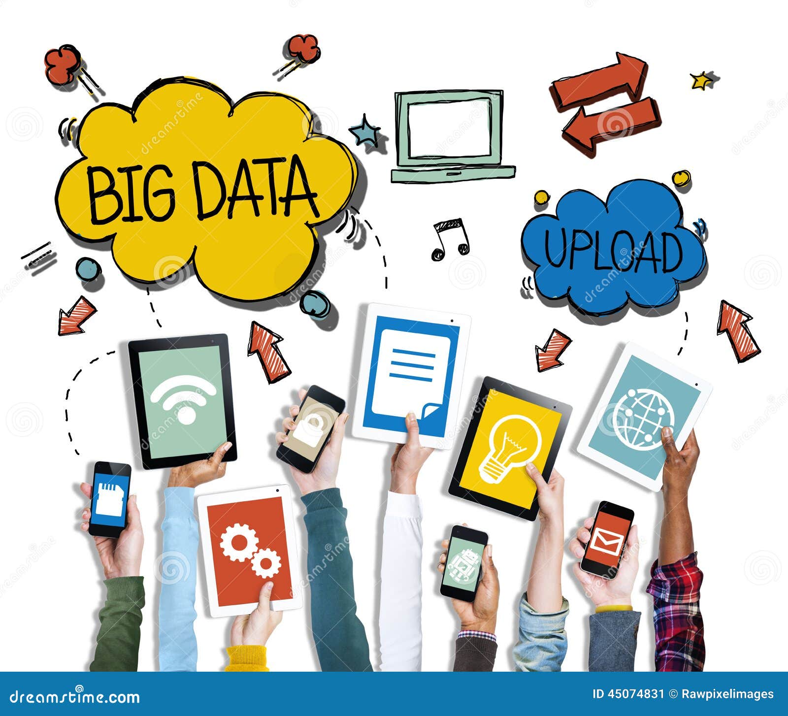 Diverse Hands Holding Devices Big Data Concepts Stock Image - Image of ...