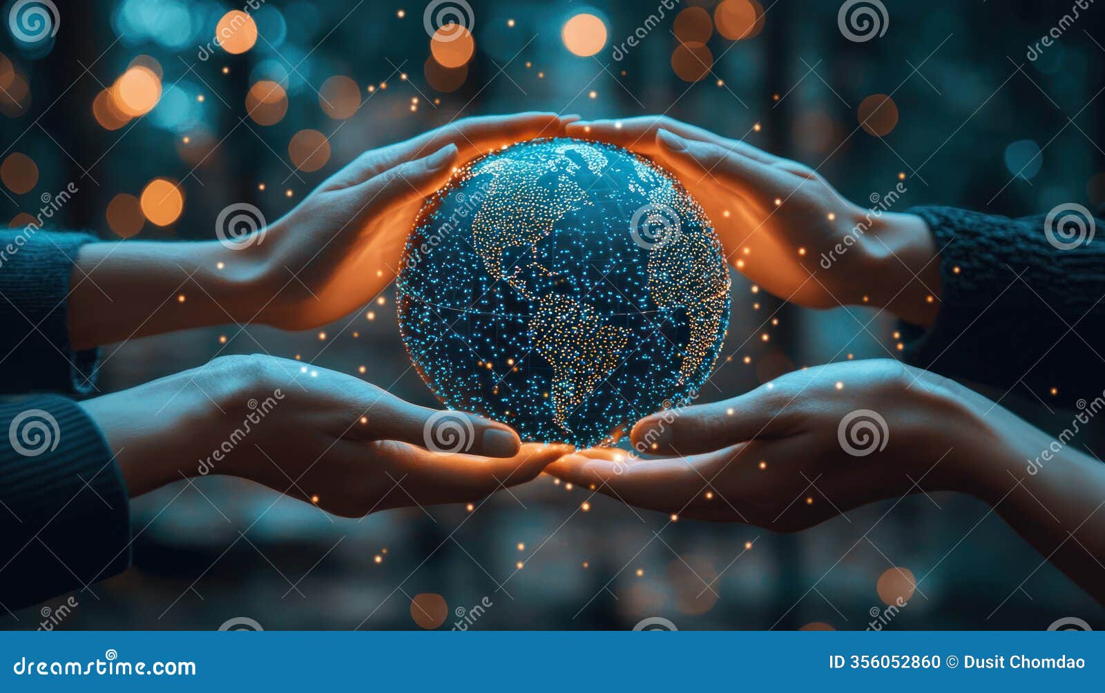 Diverse Hands Holding Glowing Globe, Symbolizing Teamwork and ...