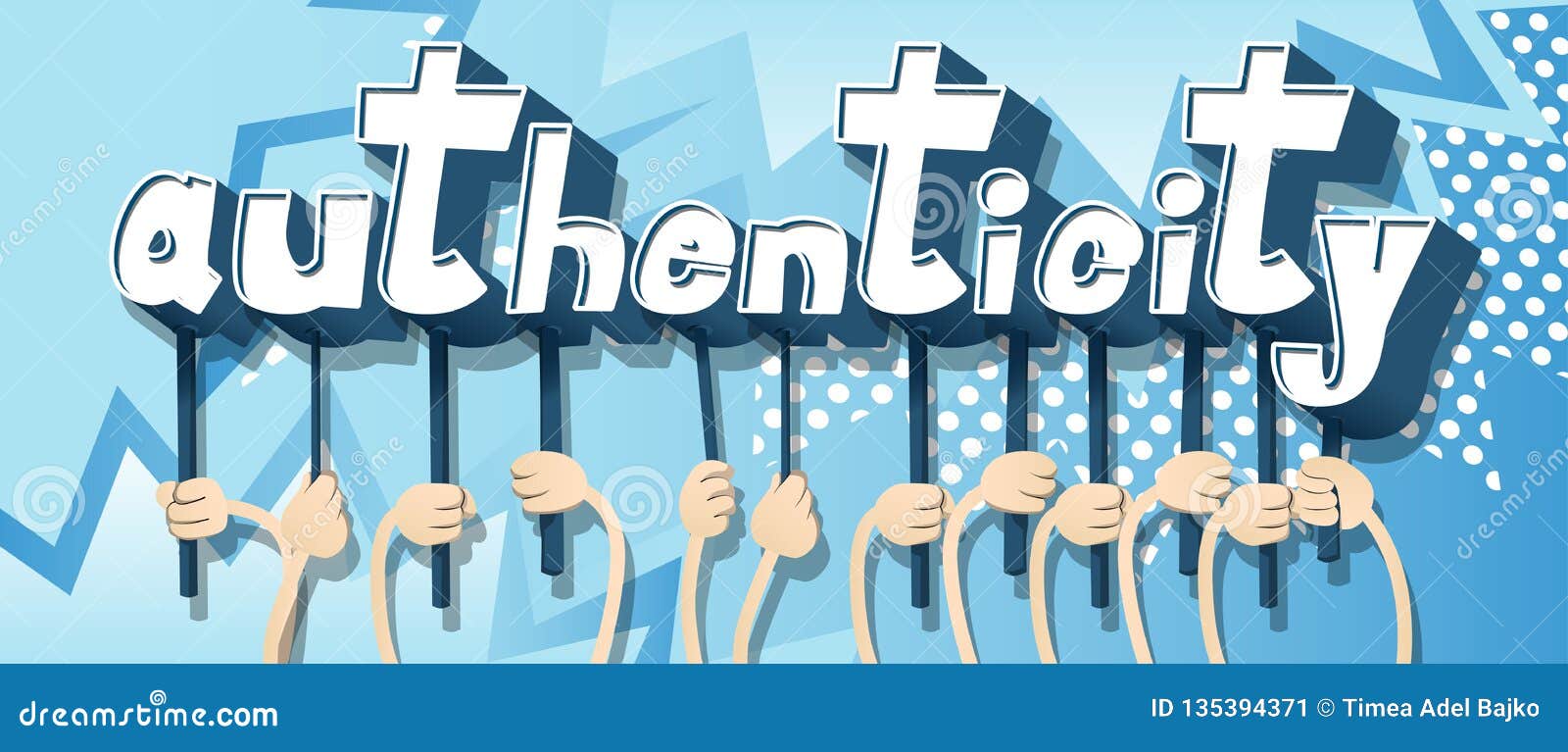 Hands Holding the Word Authenticity. Stock Vector - Illustration of ...