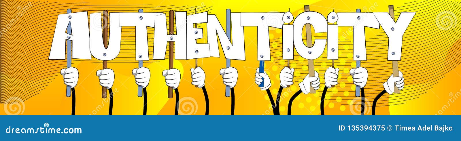 Hands Holding the Word Authenticity. Stock Vector - Illustration of ...