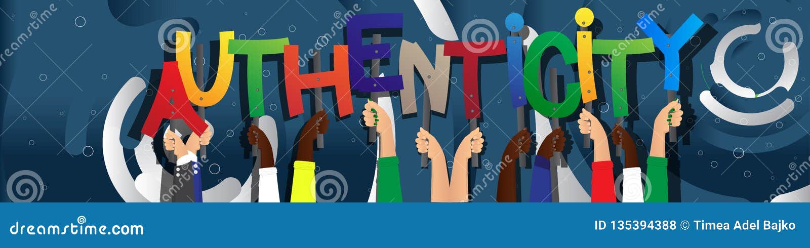 Hands Holding the Word Authenticity. Stock Vector - Illustration of ...