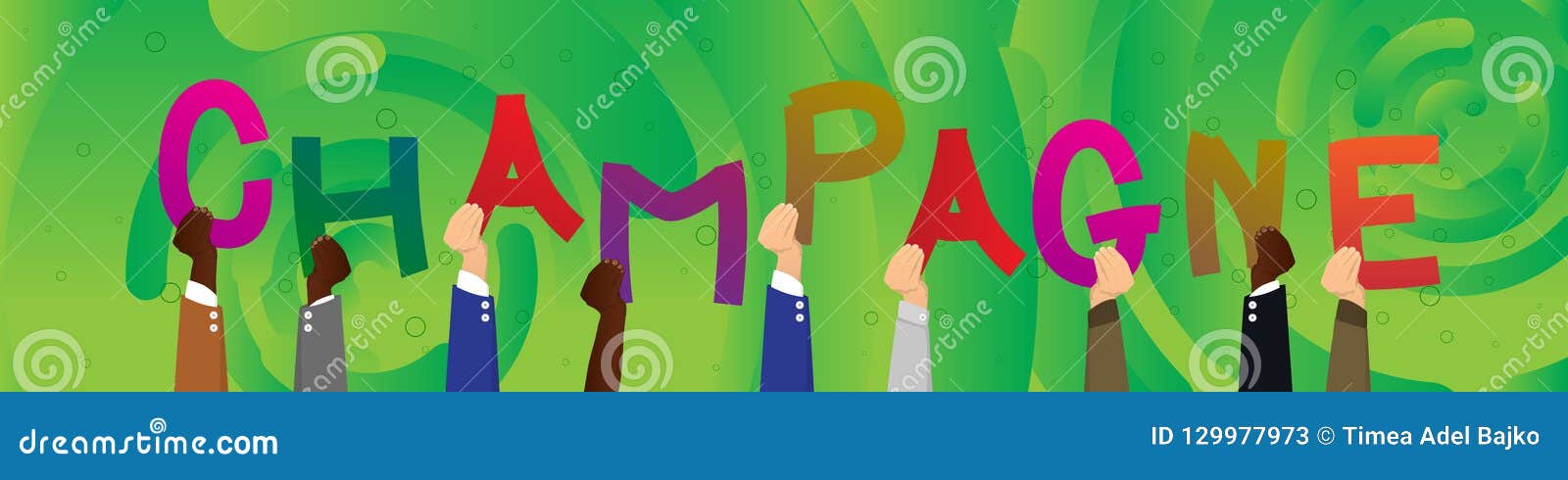 Hands Holding The Word Champagne. Vector Illustration | CartoonDealer ...