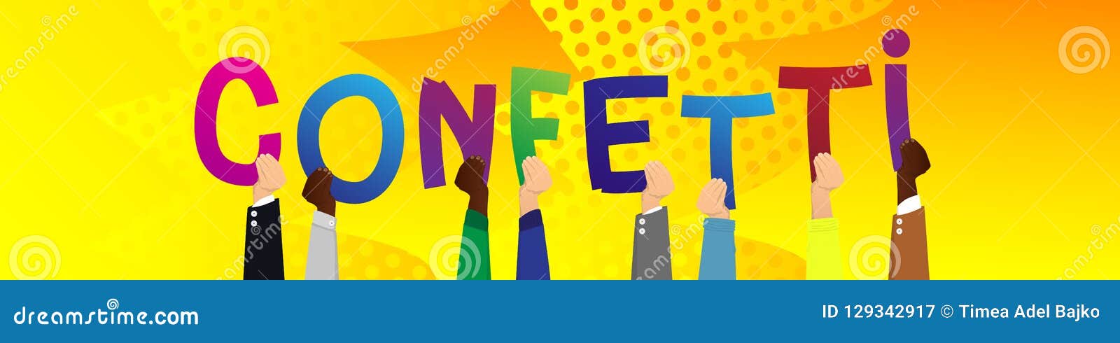 Hands Holding Letters of the Alphabet Created the Word Confetti. Stock ...