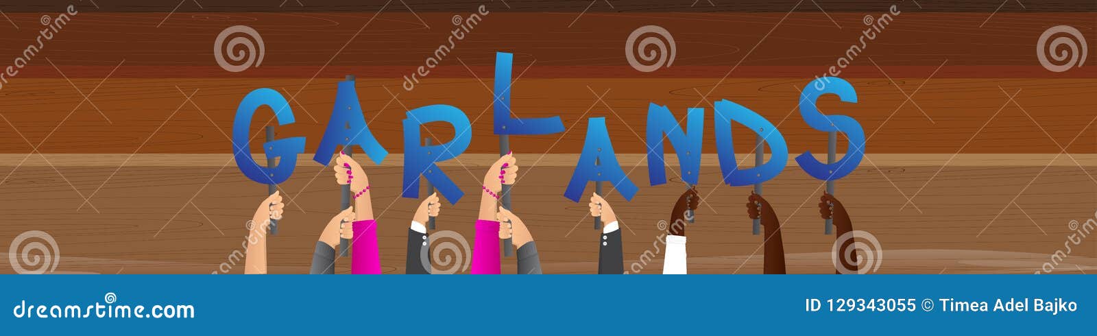 Hands Holding Letters of the Alphabet Created the Word Garlands. Stock ...