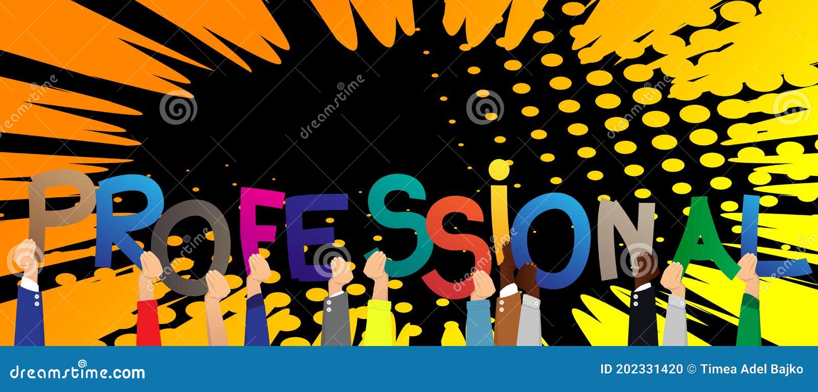 Hands Holding the Word Professional. Stock Vector - Illustration of ...