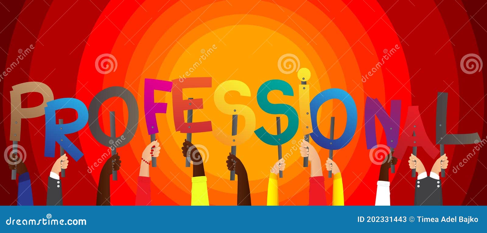 Hands Holding the Word Professional. Stock Vector - Illustration of ...