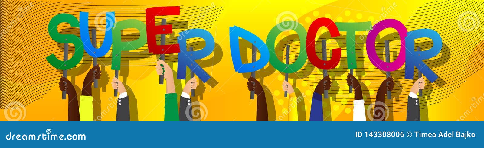 Hands Holding the Words Super Doctor. Stock Vector - Illustration of ...