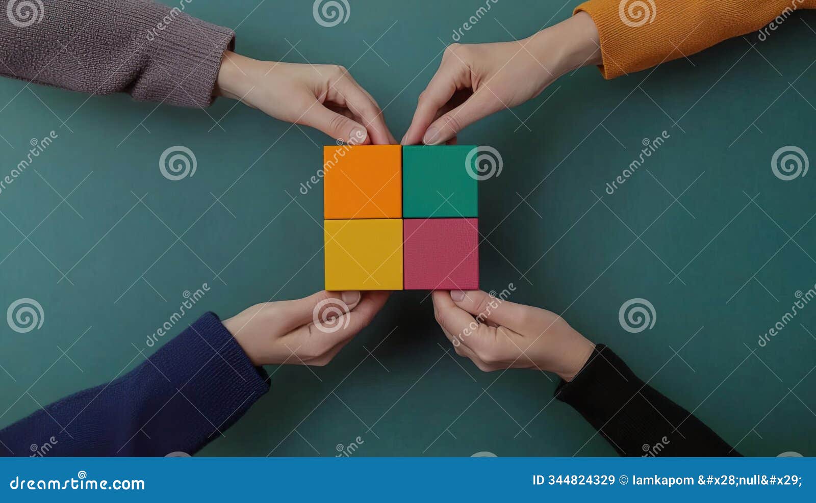 Diverse Hands Holding a Structure Made of Colorful Blocks, Symbolizing ...