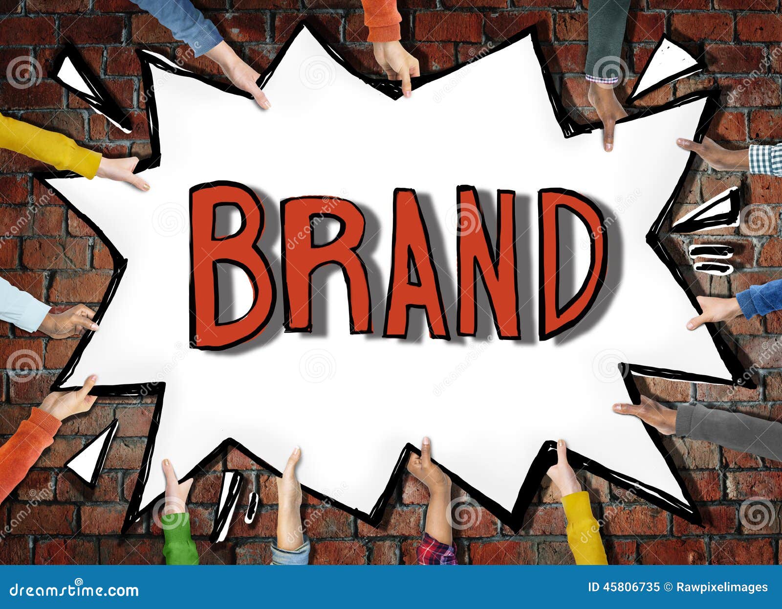 Diverse Hands Holding the Word Brand Stock Illustration - Illustration ...