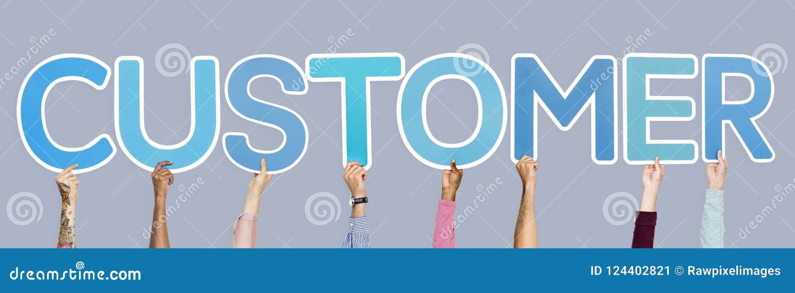 Diverse Hands Holding the Word Customer Stock Image - Image of consumer ...