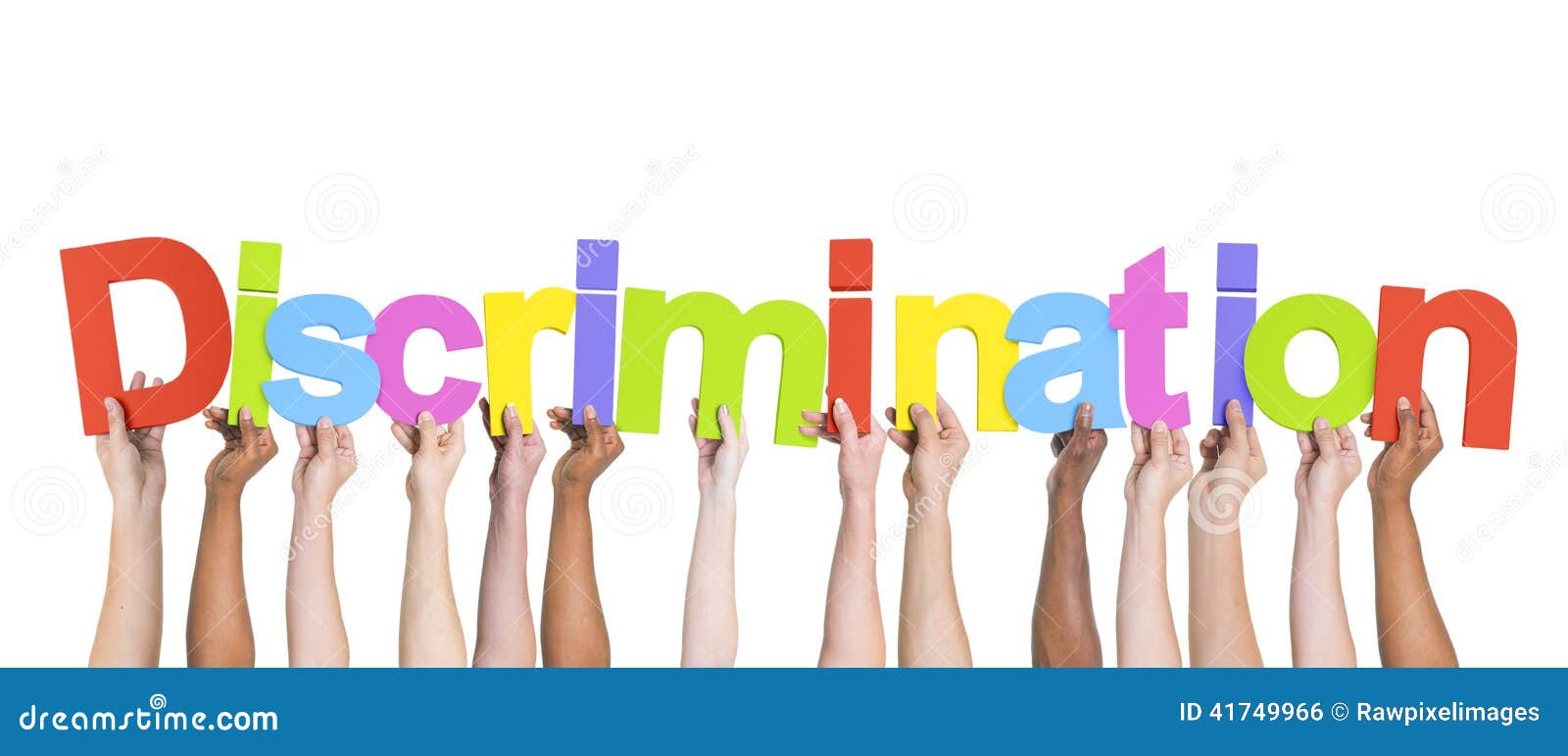 Diverse Hands Holding the Word Discrimination Stock Photo - Image of ...