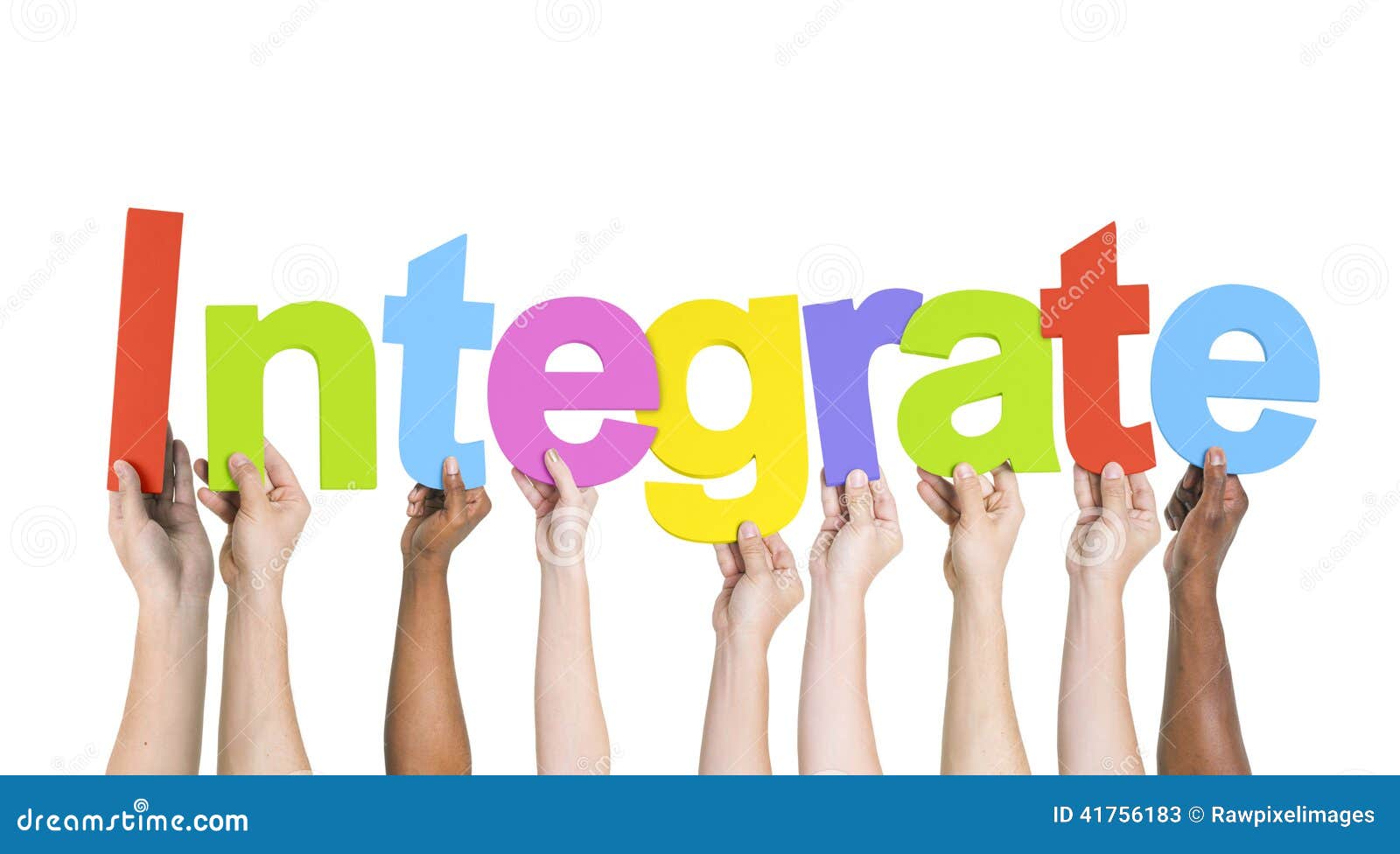 Diverse Hands Holding the Word Integrate Stock Image - Image of multi ...