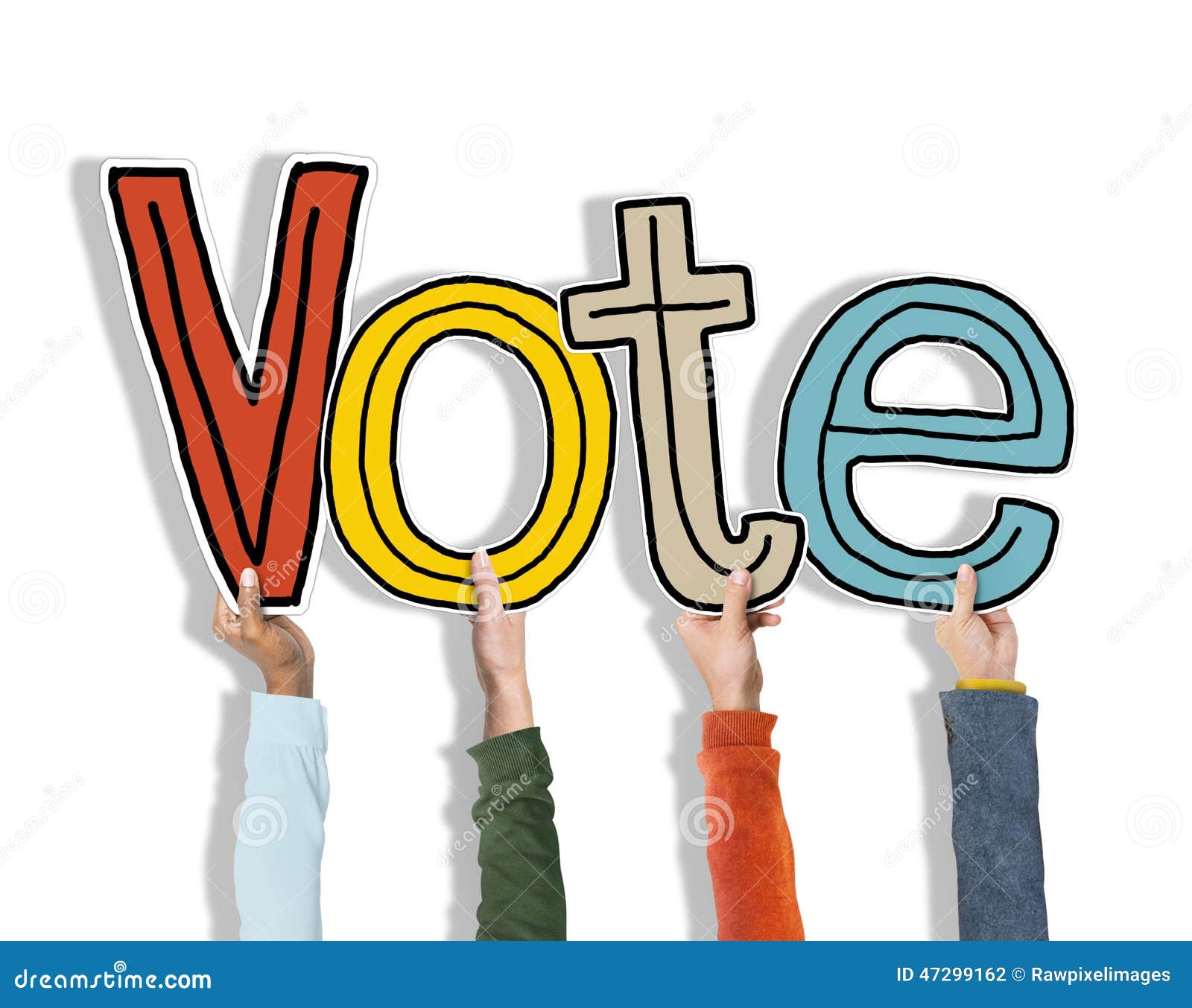 Diverse Hands Holding Word Vote Concept Stock Photo - Image of isolated ...