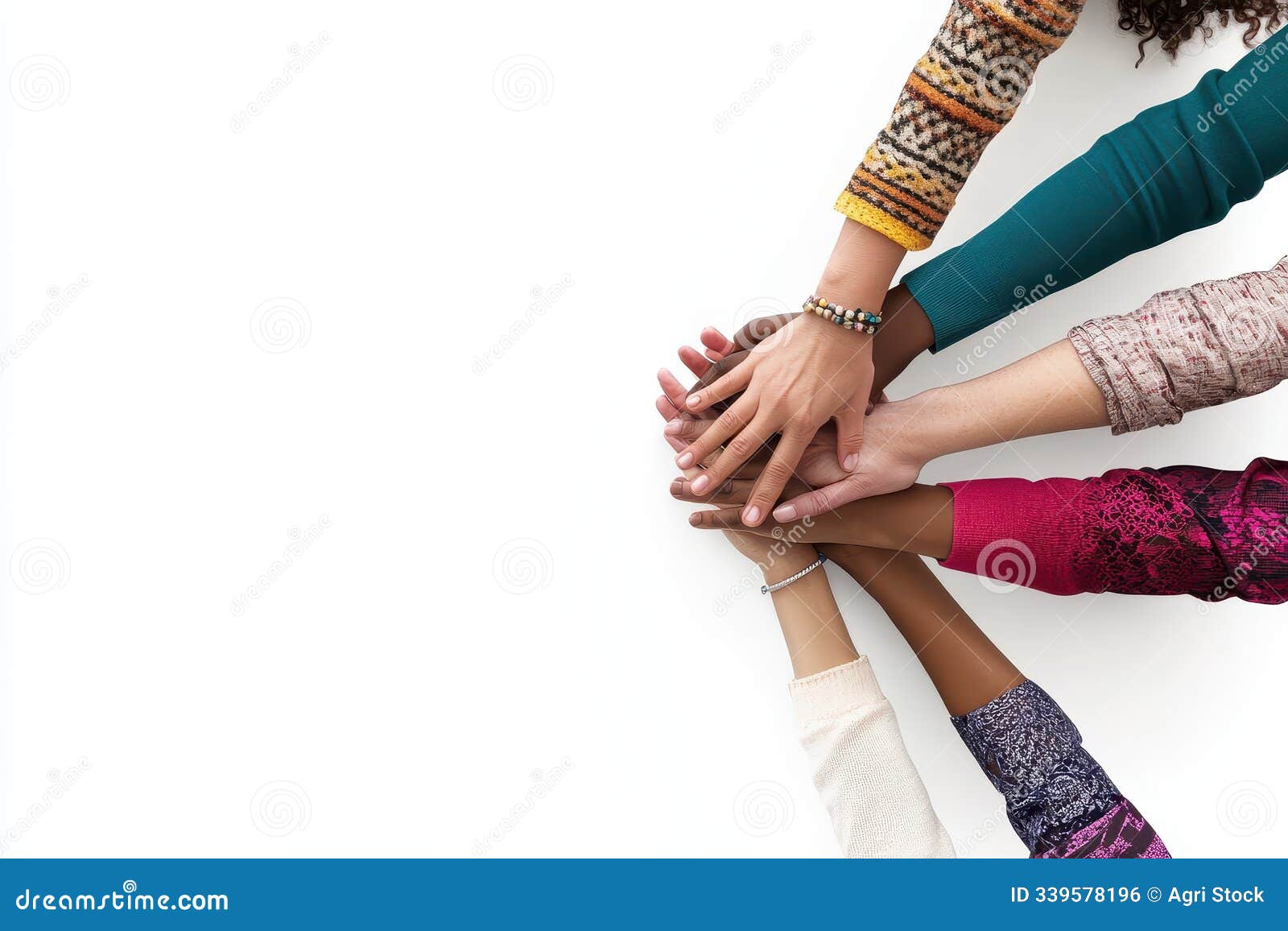 Diverse Hands Interlocked in Unity and Support Stock Illustration ...
