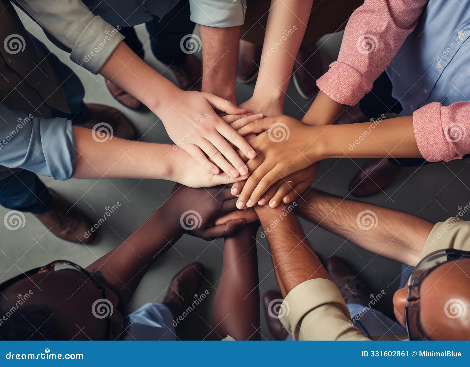 Diverse Hands Joined in Teamwork Stock Illustration - Illustration of ...