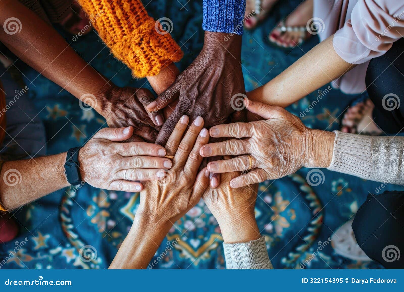 Diverse Hands Joined Together in Unity and Teamwork Stock Image - Image ...