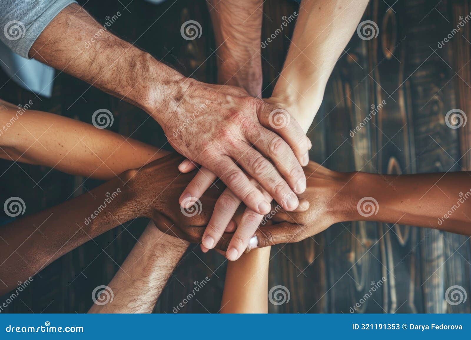 Diverse Hands Joined Together in Unity and Teamwork Stock Image - Image ...