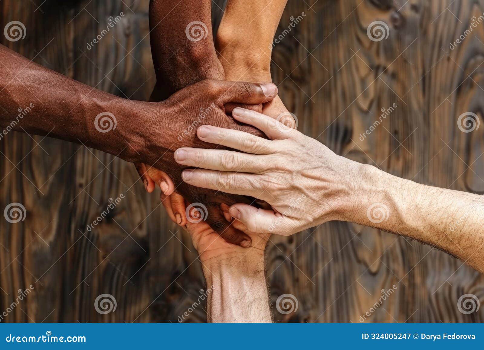 Diverse Hands Joined Together in Unity and Teamwork Stock Illustration ...