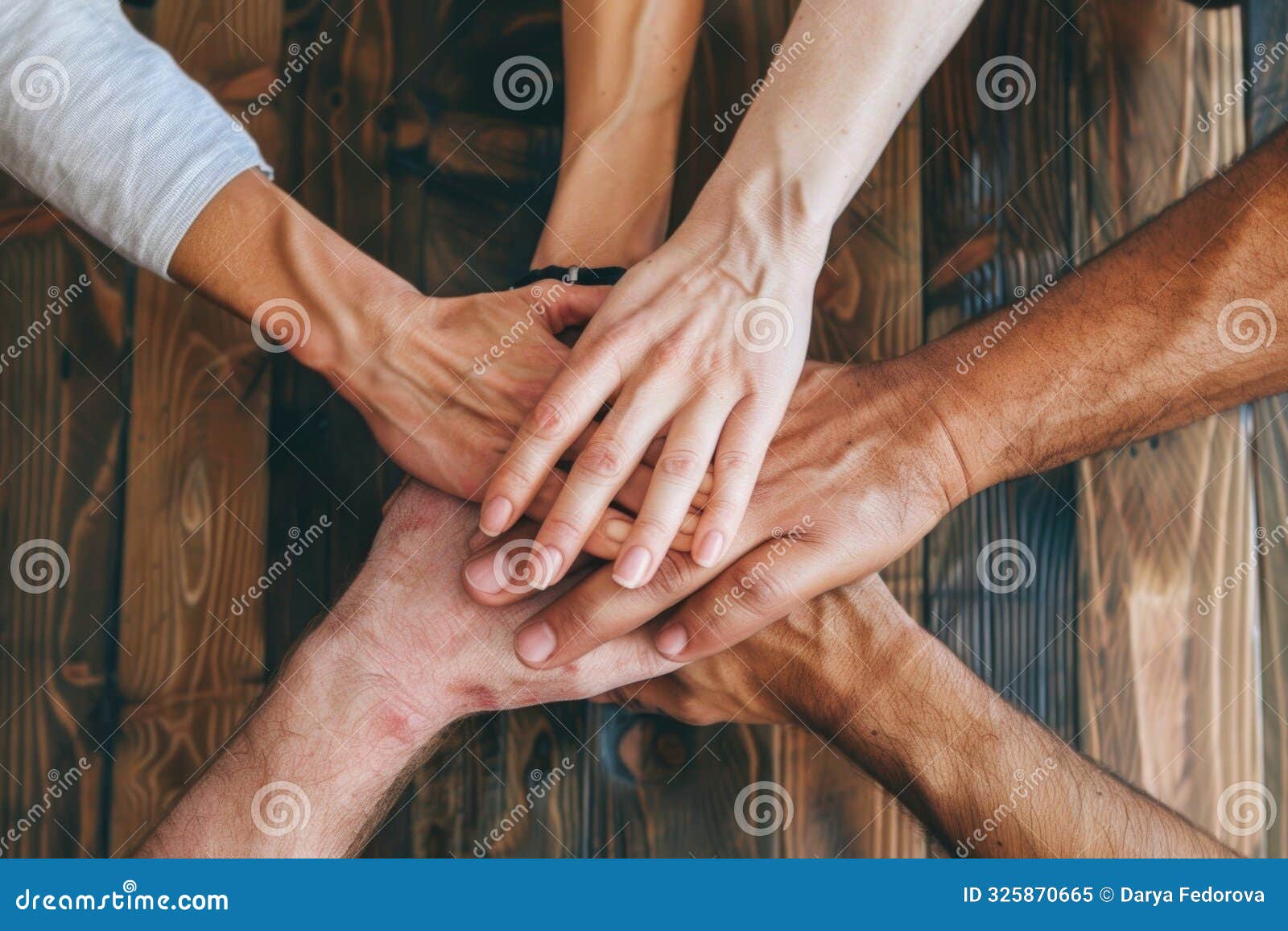 Diverse Hands Joined Together in Unity and Teamwork Stock Image - Image ...