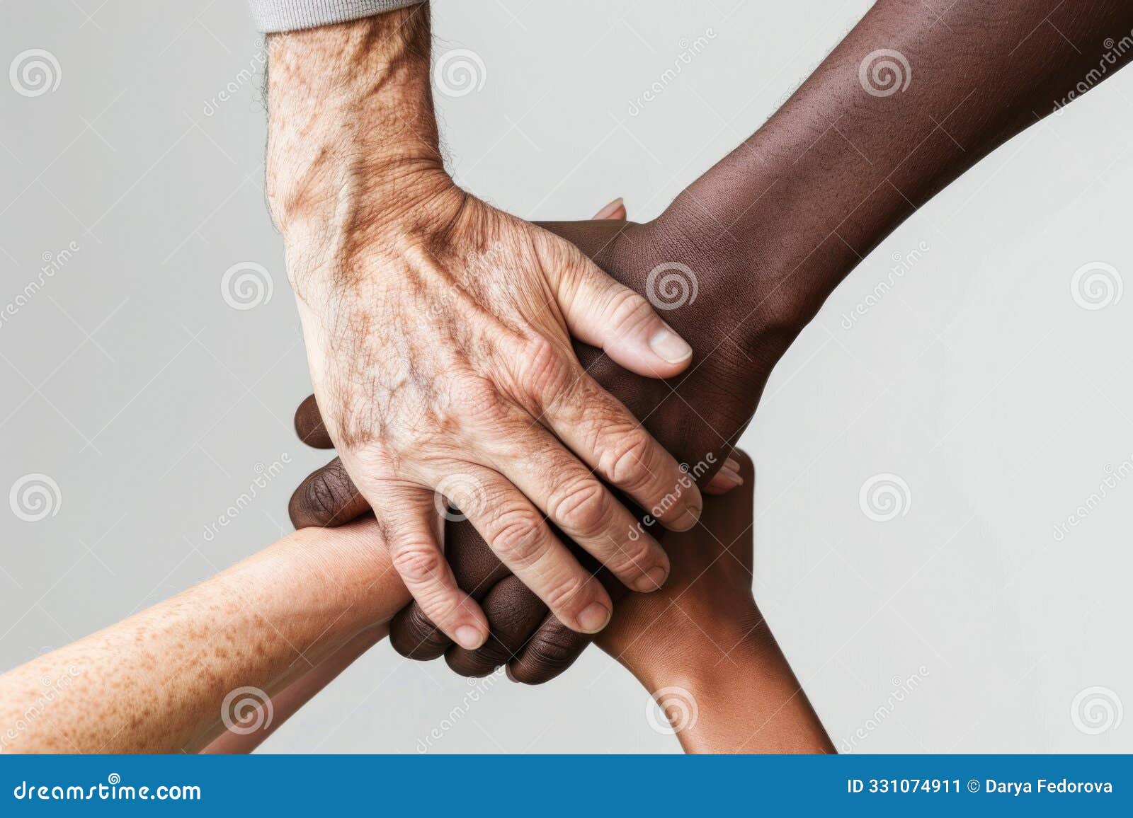 Diverse Hands Joined Together in Unity and Teamwork Stock Image - Image ...