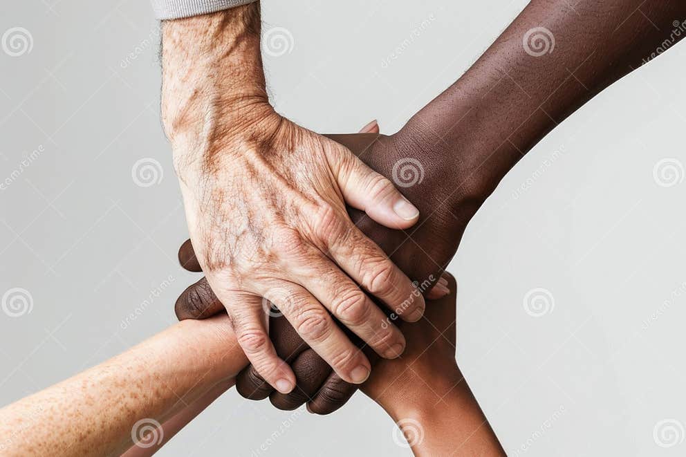 Diverse Hands Joined Together in Unity and Teamwork Stock Image - Image ...