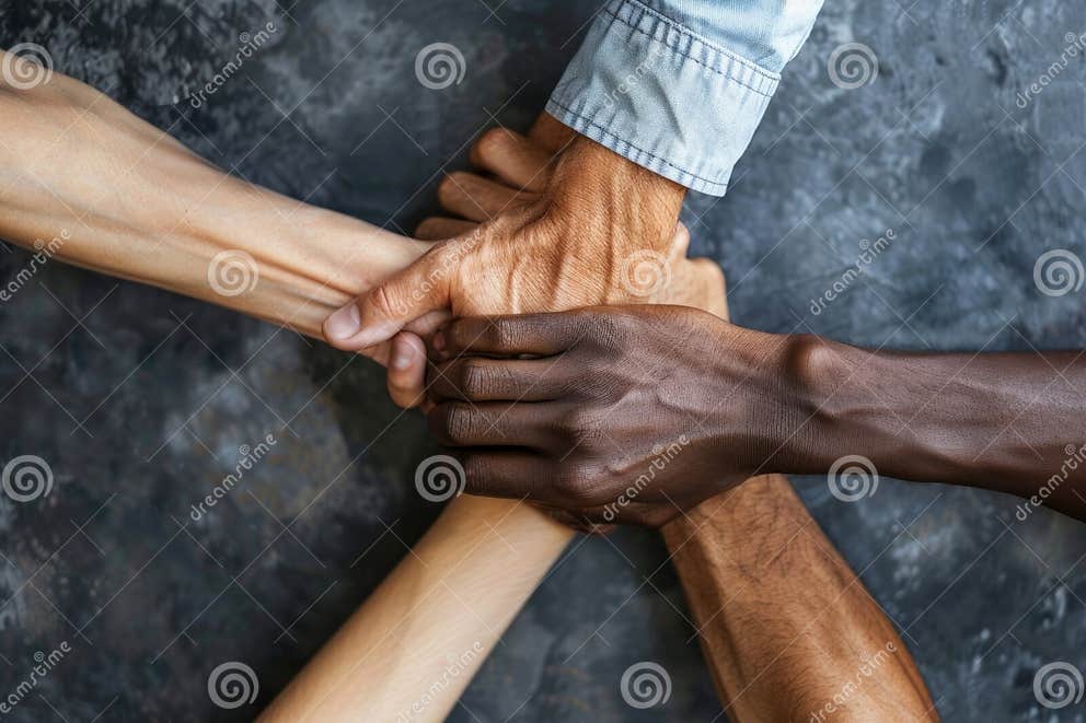 Diverse Hands Joined Together in Unity and Teamwork Stock Photo - Image ...