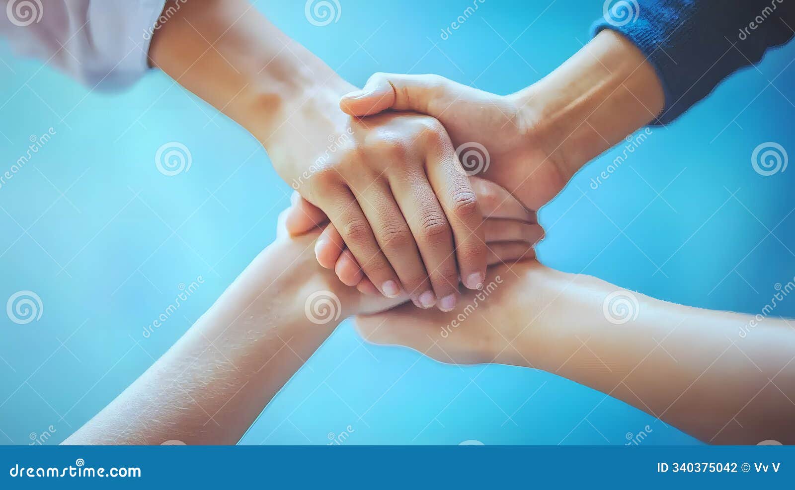 Diverse Hands Joining Together in Unity and Support Stock Photo - Image ...