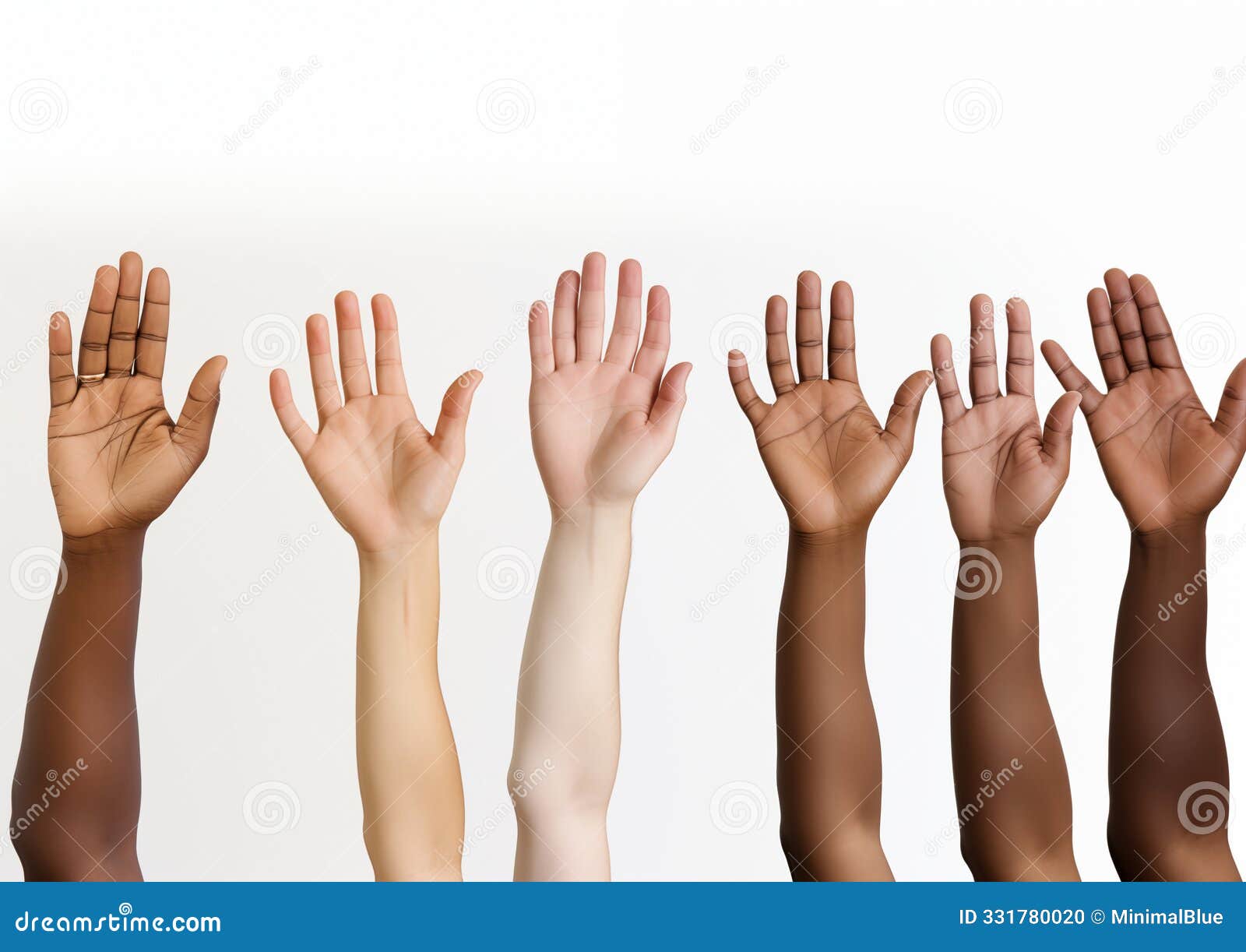 Diverse Hands Raised in Unity and Support Stock Illustration ...