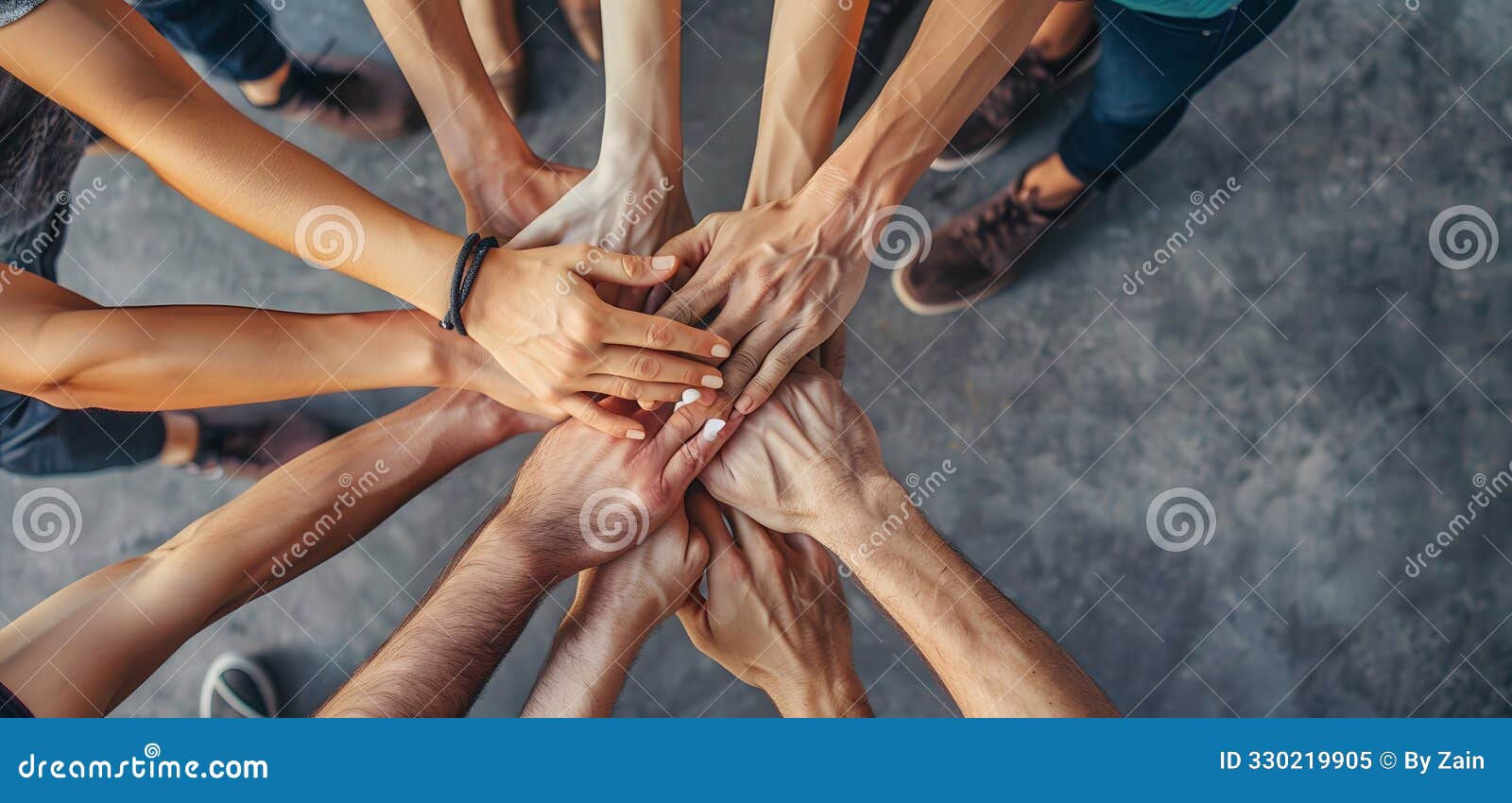 Diverse Hands Stacked Together Unity Stock Illustration - Illustration ...