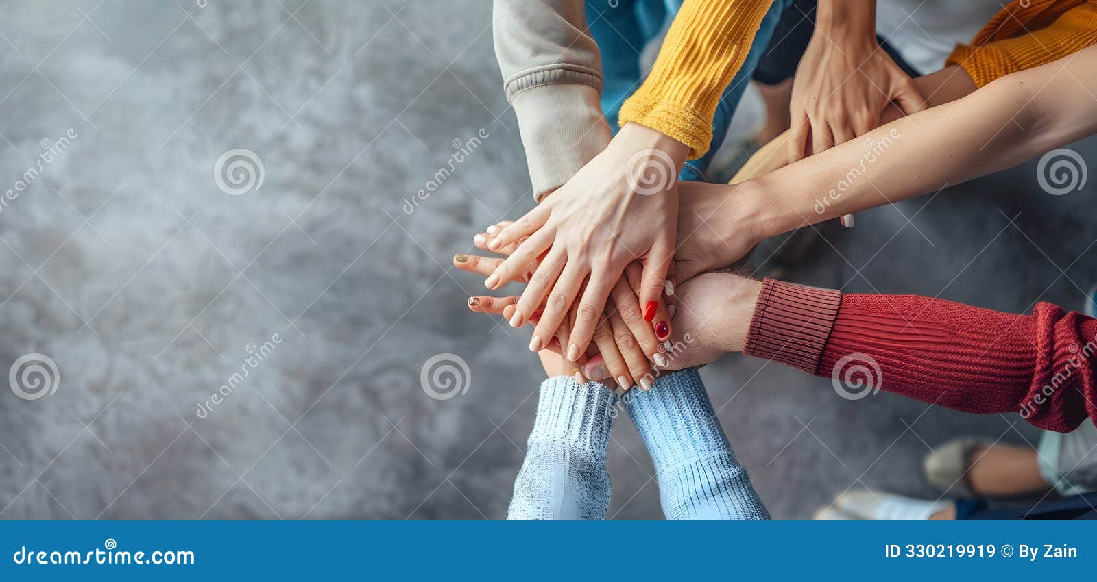 Diverse Hands Stacked in Unity Stock Illustration - Illustration of ...